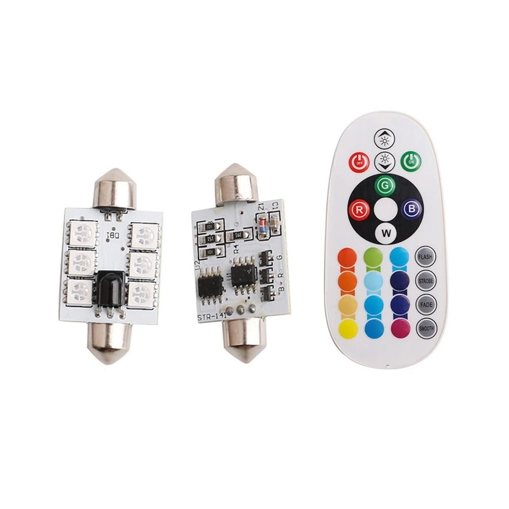 RGB Dome - 36mm LED - 6SMD - Met afstandsbediening - 12V - 2 stuks ...